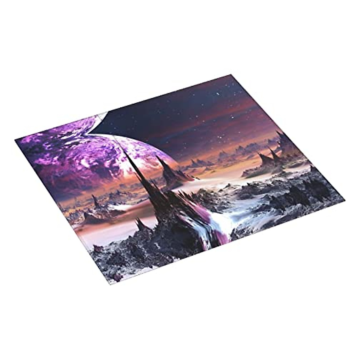 Galaxy Stars Hills Printed Drying Mat For Kitchen Ultra Absorbent Microfiber Dishes Drainer Mats Non-Slip Silicone Quick Dry Pad - 18 X 16inch