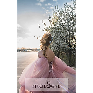 Puffy Sleeve Dress for Women Princess Dress Tulle Ball Gown Wedding Dress Hot Pink Size 22