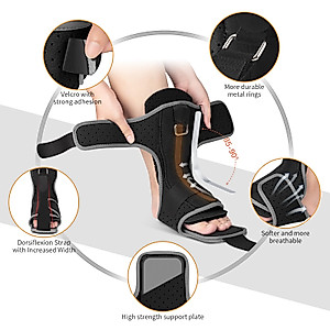 Acankn Plantar Fasciitis Night Splint: Adjustable Plantar Fasciitis Brace with Arch Support | Dorsal Night Splint for Women Men | Dual Effective Plantar Fasciitis Relief Achilles Tendonitis Foot Drop Heel Pain Black