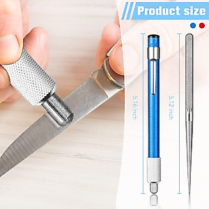 2 Pieces Diamond Retractable Knife Sharpener Steel Sharpening Rod for Kitchen Outdoor Serrated Stick Tools (Sky Blue, Red)