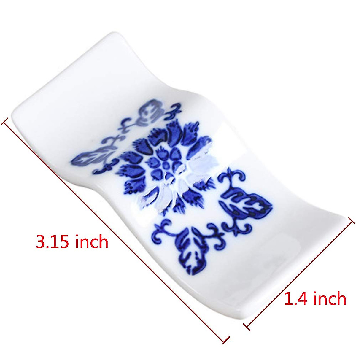 Woonsoon Ceramic Chopsticks Rest Rack Set of 8,Chinese Style Dinner Spoon Stand Knife Fork Holder Chopsticks Stand