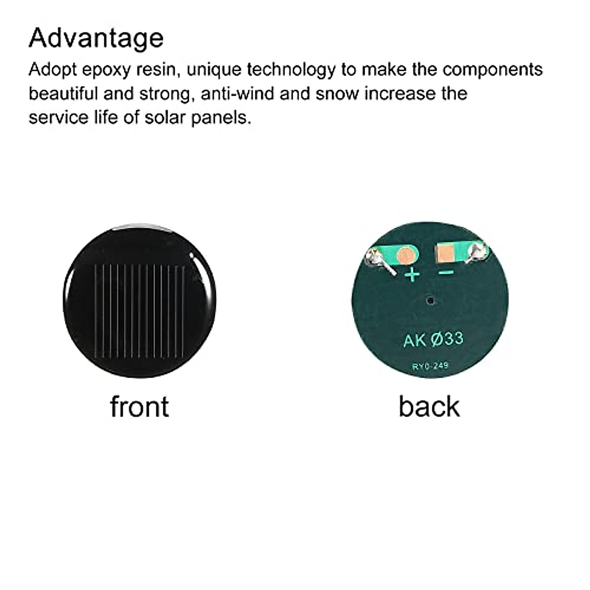 MECCANIXITY Mini Solar Panel Cell 0.5V 140mA 0.07W 33mm for DIY Electric Power Project Pack of 5