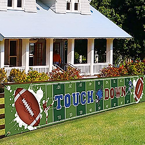 Large Football Themed Birthday Party Banner, Super Bowl Sunday Game Day Sports Fan Supplies, Football Photo Backdrop Hanging Decorations （9.8 x 1.5 ft)