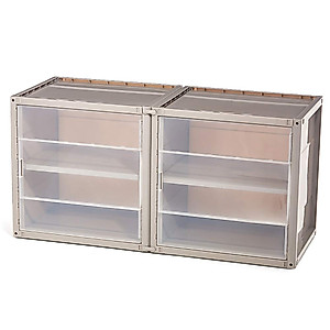 EZOWare 2 Tier Organizer Drawer, Stackable Plastic Modular Storage Box for Bathroom, Bedroom, Living Room, Kitchen, Office - 2 Pack