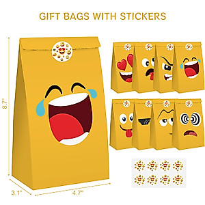 VGOODALL 54PCS Gift Bags with Stickers, Party Favor Bags Paper Candy Bags Colorful Goodie Bags for Giveaways Wrapping Gifts