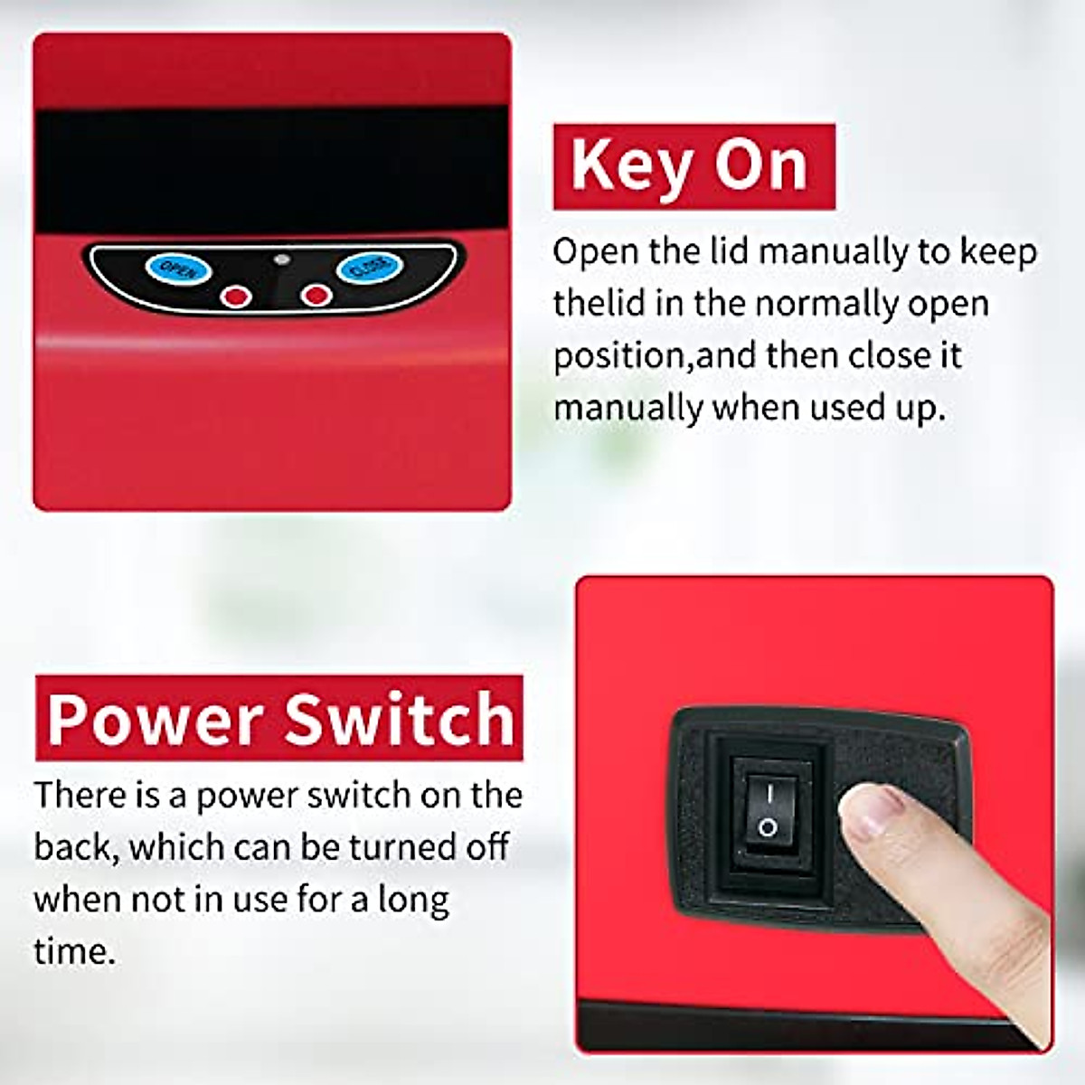 BLKMTY 13-Gallon Stainless Steel Trash Can with Lid, Red, 50L