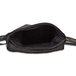 Rising Phoenix Industries Cute Black Crochet Crossbody Bag with Zipper and Flap Closure, Boho Style Handbag Purse with Faux Leather Strap