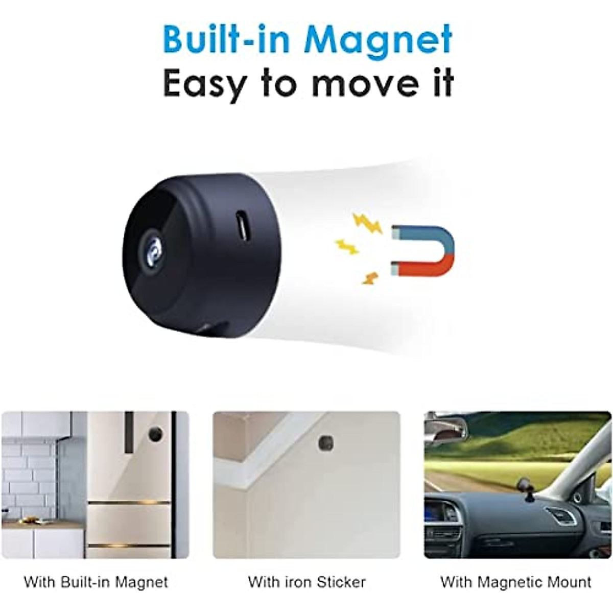 Wireless Mini WiFi Hidden Camera, Upgraded HD 1080P Portable Home Security Cameras with Night Vision, Monitor Detection Tiny Cameras for Indoor/Outdoor(Not Included SD Card)