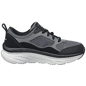 Skechers Men's Walking Sneaker, Black Leather Mesh Charcoal Trim, 7.5