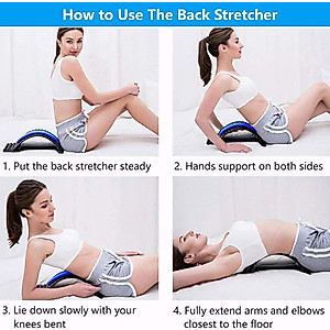 Back Stretcher for Pain Relief, Spine Aligner for Chair & Bed with Massager, Back Cracking Device, Lumbar Stretcher for Spinal Decompression, Scoliosis, Sciatica and Herniated Disc