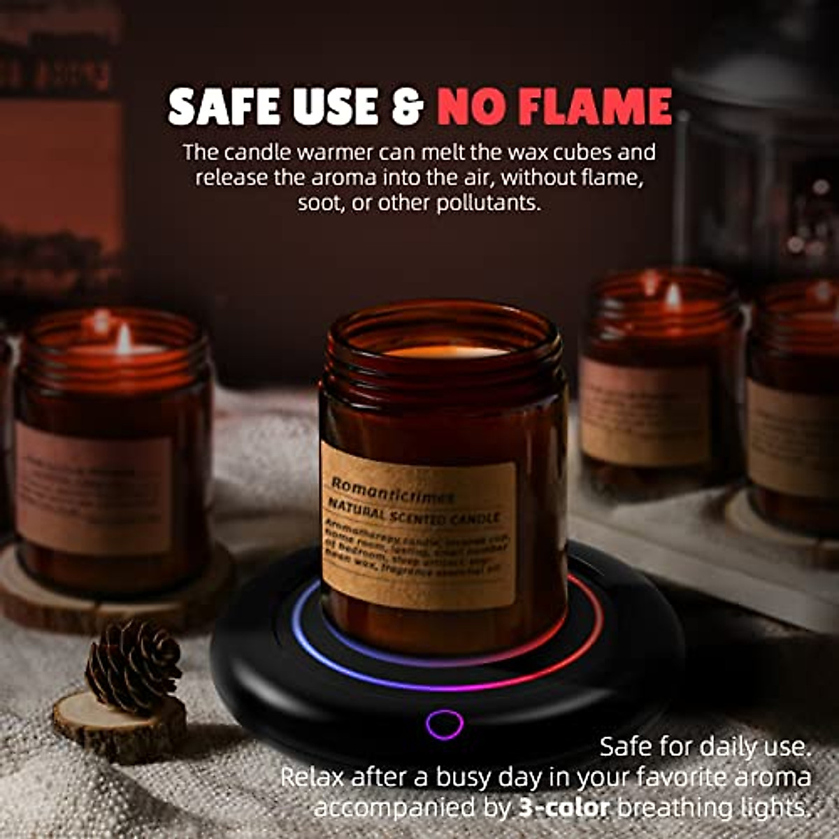 Coffee Mug Warmer, Candle Wax Warmer Plate with Gravity Sensor&3 Temperatures&8H Auto Shut Off, Coffee Mug Warmer for Desk with Night Light, Smart Coffee Cup Warmer for Beverage, Milk, Tea and Cocoa