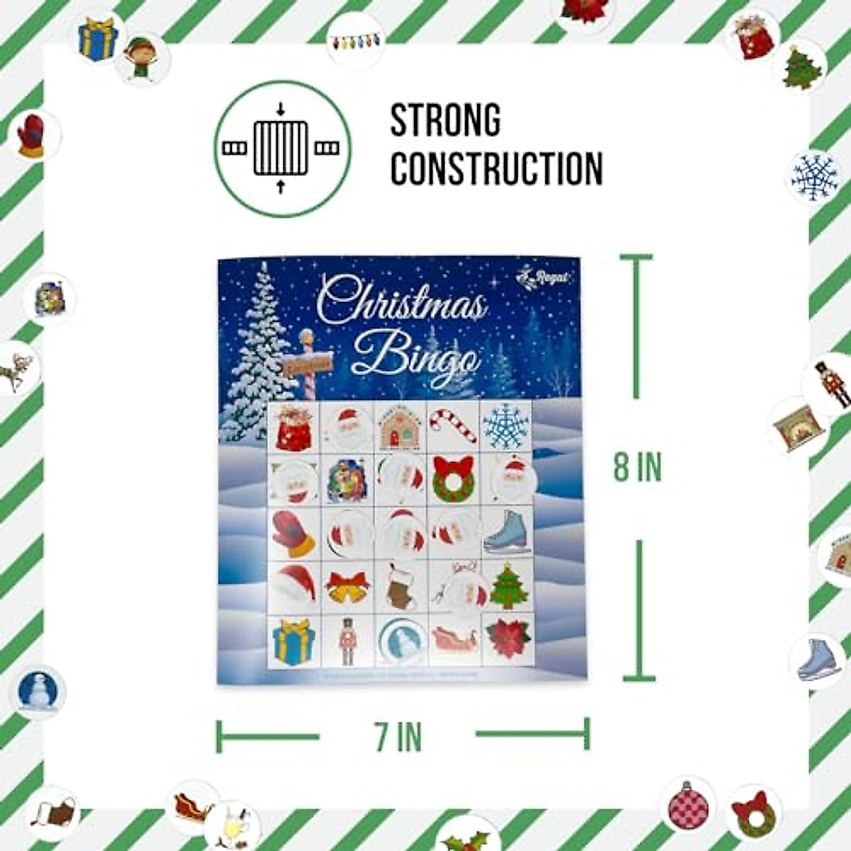 Regal Games - Holiday Bingo Set - Classroom Size Game Kit - Includes 30 Bingo Cards, 280 Bingo Marking Chips, 24 Calling Chips - 8” x 7” Cardstock