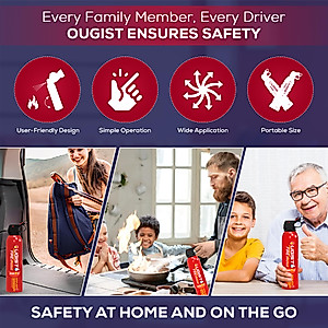 Ougist Water-Based Fire Extinguisher -2 Pack Portable for Home & Vehicle Use, Cold-Weather Safe, Prevents Re-Ignition - Ideal for Kitchen, Garage, Car