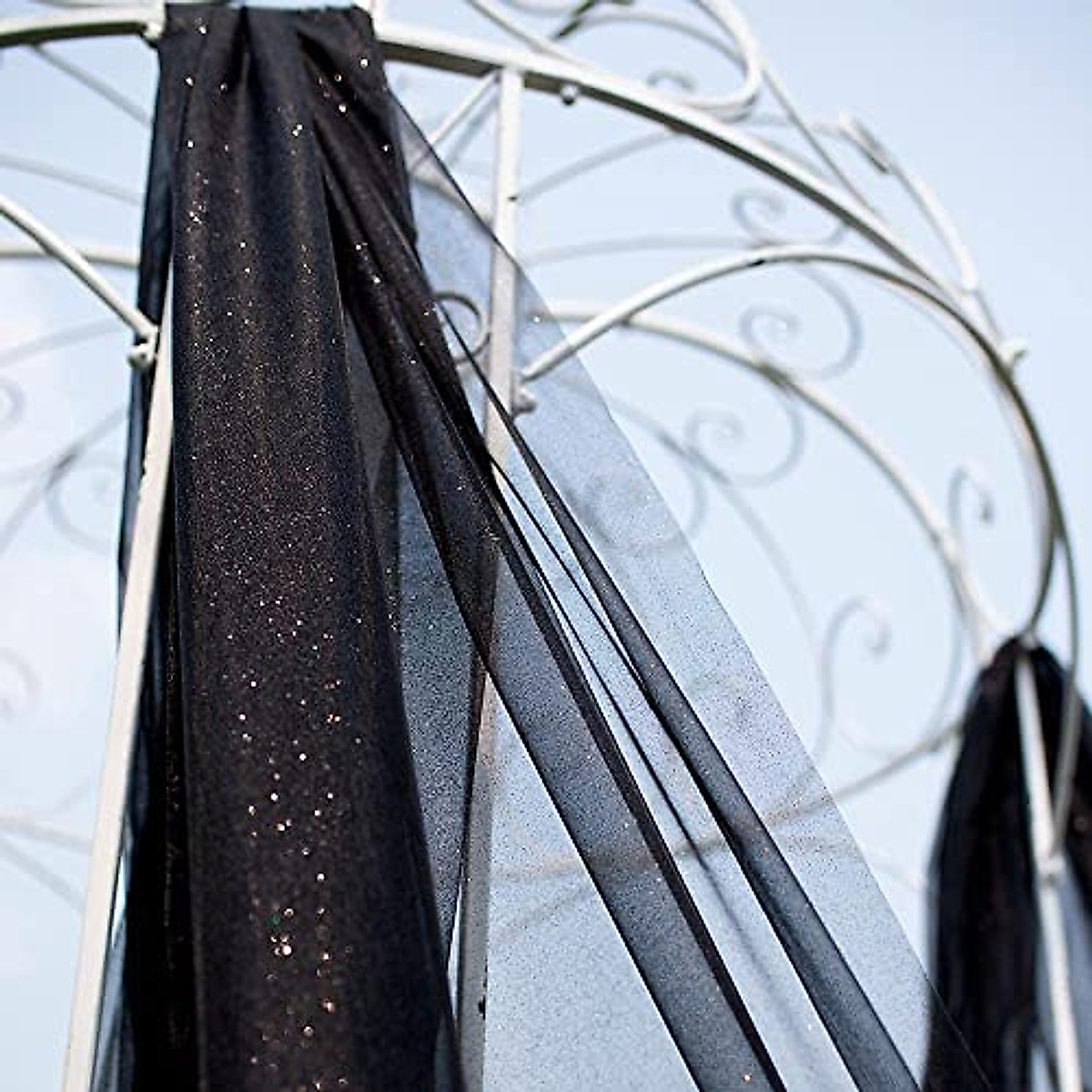 TCDesignerProducts Black Glitter Tulle Wedding Decorating Fabric, 54 Inches x 40 Yards