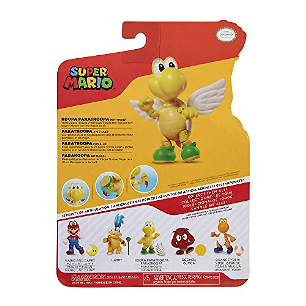 Super Mario Action Figure 4 Inch Green para Koopa Troopa Collectible Toy with Wings Accessory
