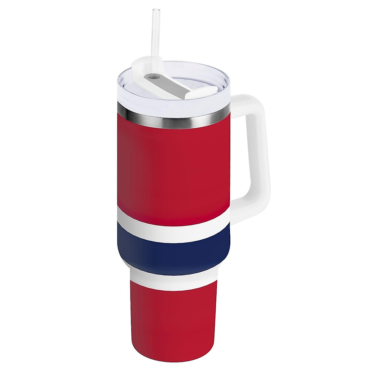 ODAWA Large Norway Flag Stainless Steel Insulated Tumblers with Handle and Straw Travel Insulated Tumblers