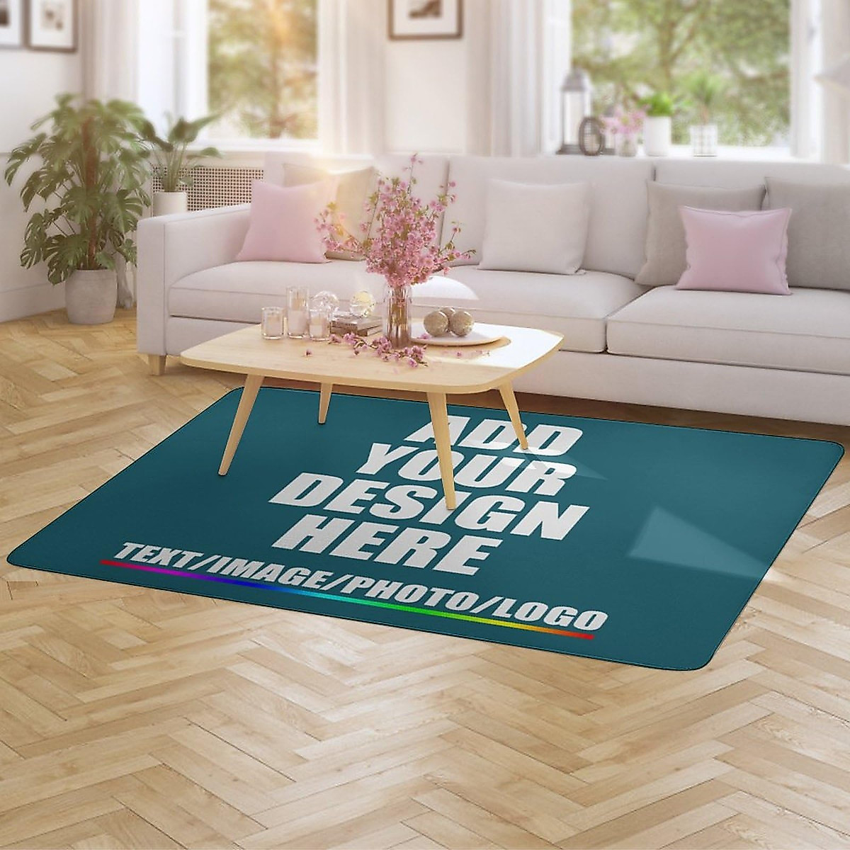 YTEBSIUA Custom Funny Welcome Doormat Personalized Logo Photo Text Door Mats Decorative Entrance Floor Mat Non-Slip Indoor Outdoor Rug Housewarming,60x40inch Blue Green