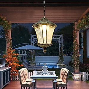 European Wall Light Traditional Aluminum Outdoor Chandelier Garden Villa Courtyard Hanging Light Adjustable Gazebo Home Aisle Corridor Balcony Pendant Lamp Garage Grape Rack Barn Hanging Chain Light