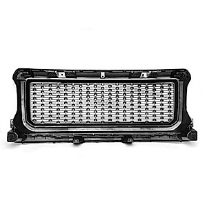 South Mud Bay Compatible with Crew Cab Extended Bright Black Denali Style Front Bumper/Hood Grille/Grill GRLDDENLGMCCAN16BK