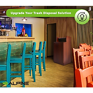 Alpine Restaurant Trash Bin Cabinet - Commercial Trash Can Garbage Receptacle Indoor with Tray Holder for 32 Gallon Garbage Bin (Mahogany)