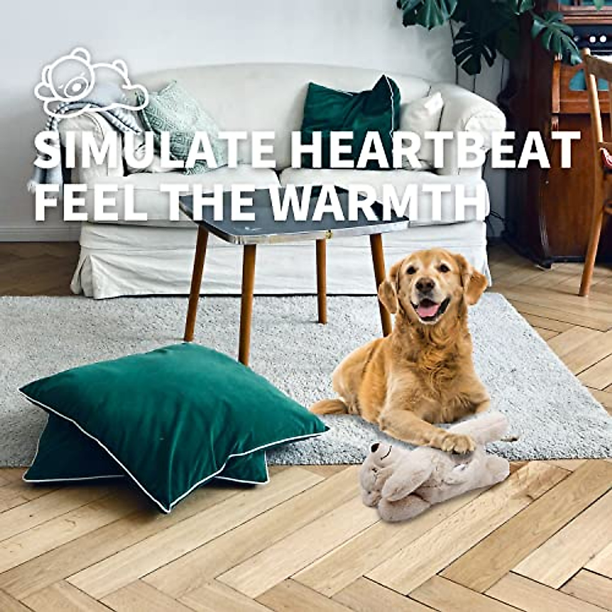 ALL FOR PAWS Dog Heartbeat Plush Toy - Sleep Aid & Warm Comfort Pillow for Puppy Crate, Stuffed Animal Dog Toy for Small Dogs