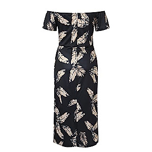 Cold Shoulder Dresses for Women Lace Women Fashion Sexy One Shoulder Flower Print Waist Bag Hip Slit Dress Tunic Dress Black