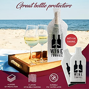 4 Set (8 Piece) Wine Travel Bag with Improved Protection, Wine Travel Bag Airplane comes with 2 Wine Stoppers, Wine Bottle Travel Protector Bags PVC Material, Travel Wine Bags for Suitcase.