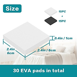 SOLIPECT 30 Pcs Furniture Pads, Eva Foam Headboard Stoppers for Wall, Bed stoppers, Anti-Vibration Soundproof Pads for Bed Frame|Headboard, Self Adhesive, Square Black and White