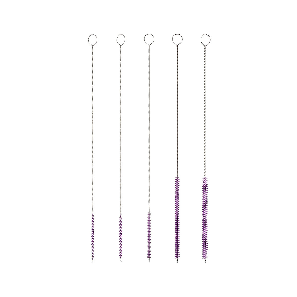 Professional Tube Cleaning Brush Set,Purple, Small 5 Pc. Kit, Long Deep Cleaning Brushes with Flexible Handles for Bottles, Straws, Pipes, Glass, Guns, and Detailing, Heavy Duty 9.8” Length