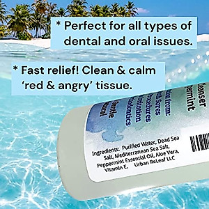 Urban ReLeaf Liquid Oral Wound Cleanser with Peppermint ! Soothe Irritation. Speed Healing. Natural Sea Salt Soak. Dental Work, Braces, Mouth, Gum, Canker sores, Orthodontics, dentures. Fresh Mint