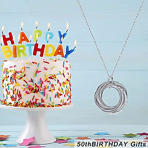 IEFLIFE 50th Birthday Gifts for Women, 5 Circle Necklaces 50th Birthday Gifts Jewelry for Women Her Fifty 50 Years Old Birthday Gifts for Women 5 Decades Necklace for Women