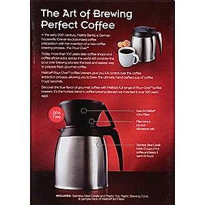 Melitta Pour-Over Coffee Brewer & Stainless Steel Carafe Set with Coffee Filters, 60 Ounce Set