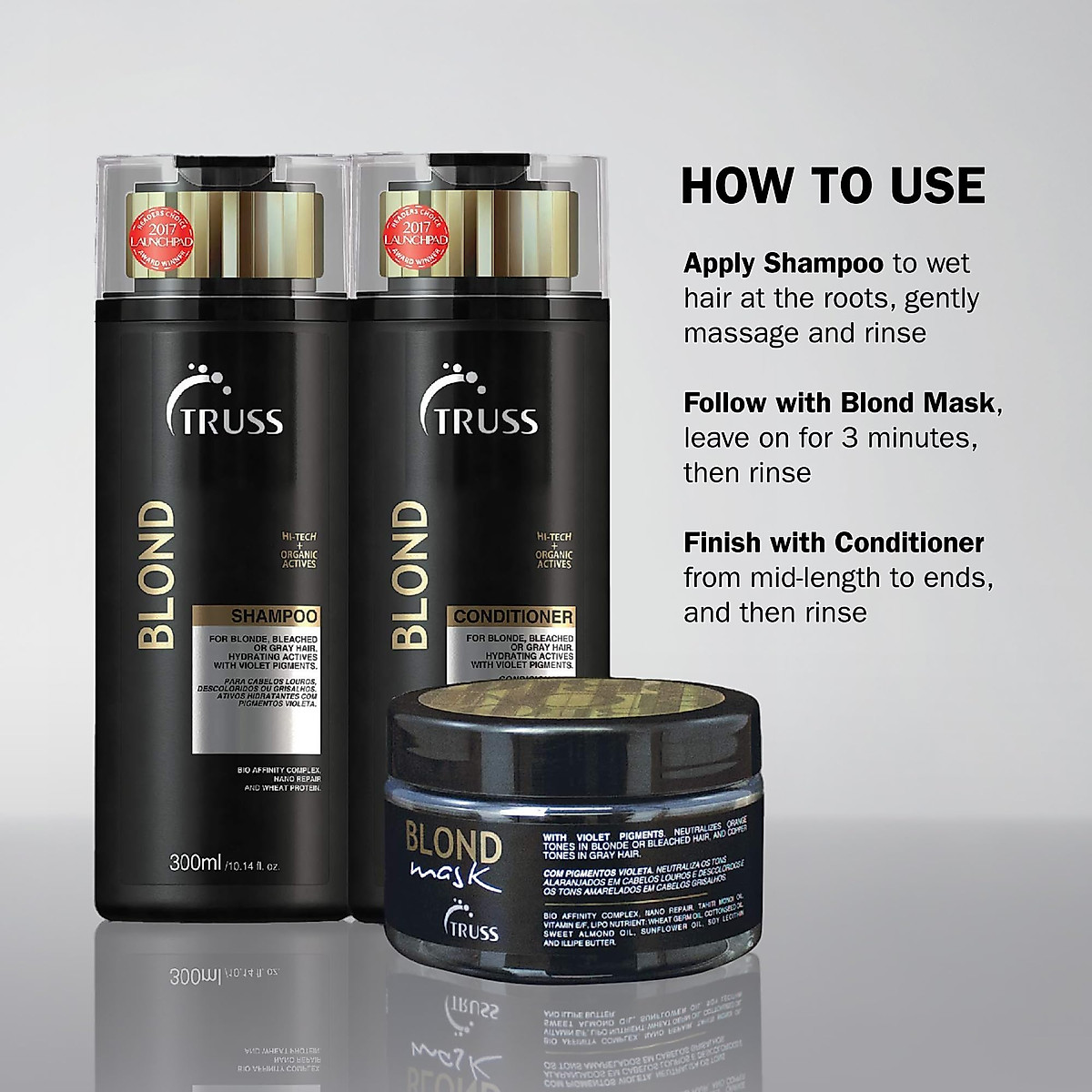 TRUSS Blond Mask - Hydrating Blonde Hair Mask + Purple Toner for Brassy Hair - Neutralizes Orange + Yellow Tones on Blonde, Bleached + Gray Hair - (6.35 oz)