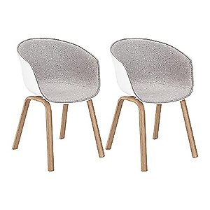 CangLong Mid Century Modern Dining Armrest Living Room Makeup Side Chairs with Metal Legs, set of 2, Grey 1