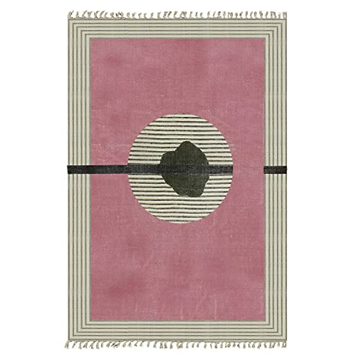 Casavani Indian Handmade Pink, Black Solid Area Rug Boho Kilim Flat Weave Indoor Hall Room Decor Carpet Throw Rug Boho Rugs for Bedroom Living Room Bathroom Balcony 2.6x8 Feet Runner