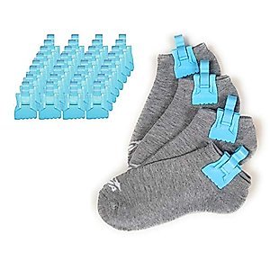 The Amazing Sock Clip Sock Holder, 32 Clips, Baby Blue, Made in U.S.A.