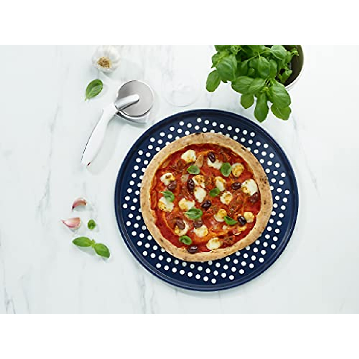 Zyliss Durable Non-Stick Pizza Tray | Carbon Steel | Dark Blue | Pizza Tray/Bakeware | Dishwasher Safe | 5 Year Guarantee…