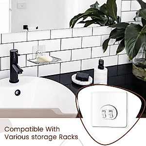 Boeetech Shower Caddy Adhesive for Replacement, Adhesive Hook Transparent Replacement Hook Wall Hooks, Strong Hanging Hooks Shower Shelves Stickers Hooks for Shower Caddy (12 PC)