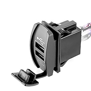 WeiSen Plug & Play Dual USB 4.2A Charger, Rocker Switch Style 18 AWG 12V/24V Fast Charge with Pulse Power Bar Plug Connector Compatible with Polaris RZR Ranger General Pulse Bus Bar
