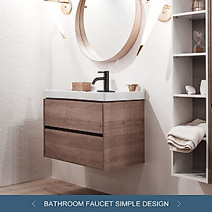 GENBONS Black Bathroom Faucet Single Hole RV Bathroom Faucet Stainless Steel Bathroom Sink Faucet 1 Hole with 3 Hole Deck Plate，Water Supply Lines with cUPC Certification