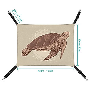 Hand Drawn Turtle Pet Hammock Bed Guinea Pig Cage Hammock Small Animal Hanging Bed for Ferret, Chinchilla, Puppy and Other Small Animals