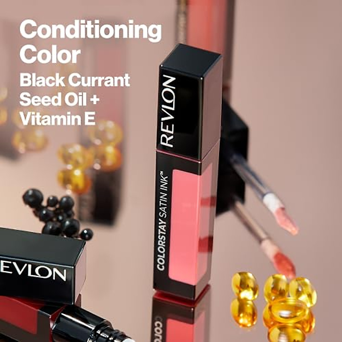 REVLON ColorStay Satin Ink Crown Jewels Liquid Lipstick, Longlasting & Waterproof Lipcolor, Moisturizing Creamy Formula Infused with Black Currant Seed Oil, 031 Pink Duchess, 0.17 fl oz.