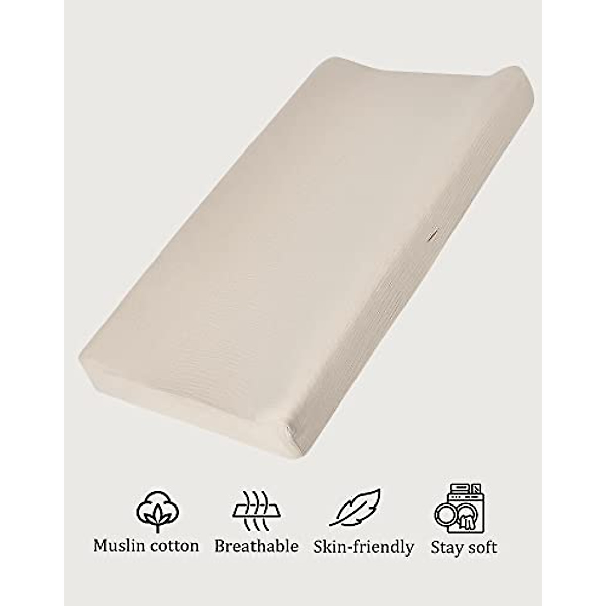 Muslin Changing Pad Cover for Baby Boys Girls, Ultra Soft Breathable Diaper Changing Table Pad Cover, Neutral Fitted Changing Pad Sheets