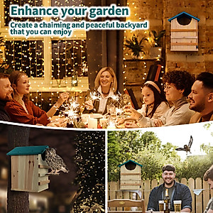 MLOHASING Cedar Wood Screech Owl House - Handcrafted 14x10 Inch Rustic Birdhouse with Perch Stand & Mounting Kit, Outdoor Wildlife Habitat Shelter for Garden, Yard, Avian Nesting Box