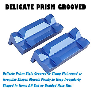 BARTOO Aluminum 4" Vise Jaws Pads, Magnetic Reversible Pipe Vise, AN Fitting Vice Jaw Covers, Professional Grade Multi-Purpose Vise Jaw Protective Inserts for Any Metal Bench Vice (4", Blue)