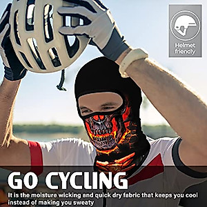 Obacle Balaclava Face Mask Men Women Ski Hunting Cycling (Skull Fire Face)