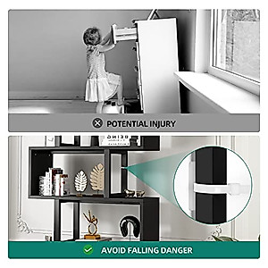 YITAHOME 5-Tier Bookshelf, S-Shaped Z-Shelf Bookshelves and Bookcase, Modern Freestanding Multifunctional Decorative Storage Shelving for Living Room Home Office, Black