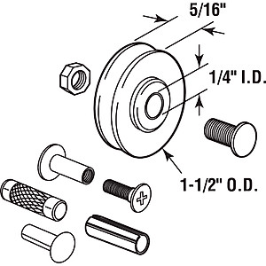 Prime-Line D 1797 1-1/2 In. Patio Roller Kit (2 Pack)