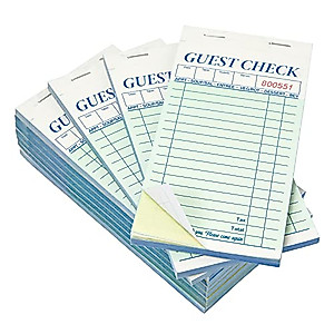 Juvale 10 Pack Restaurant Server Note Pads with Carbon Copy for Guest Checks, Waiter, Waitress 500 Total Tickets (3x7 in)