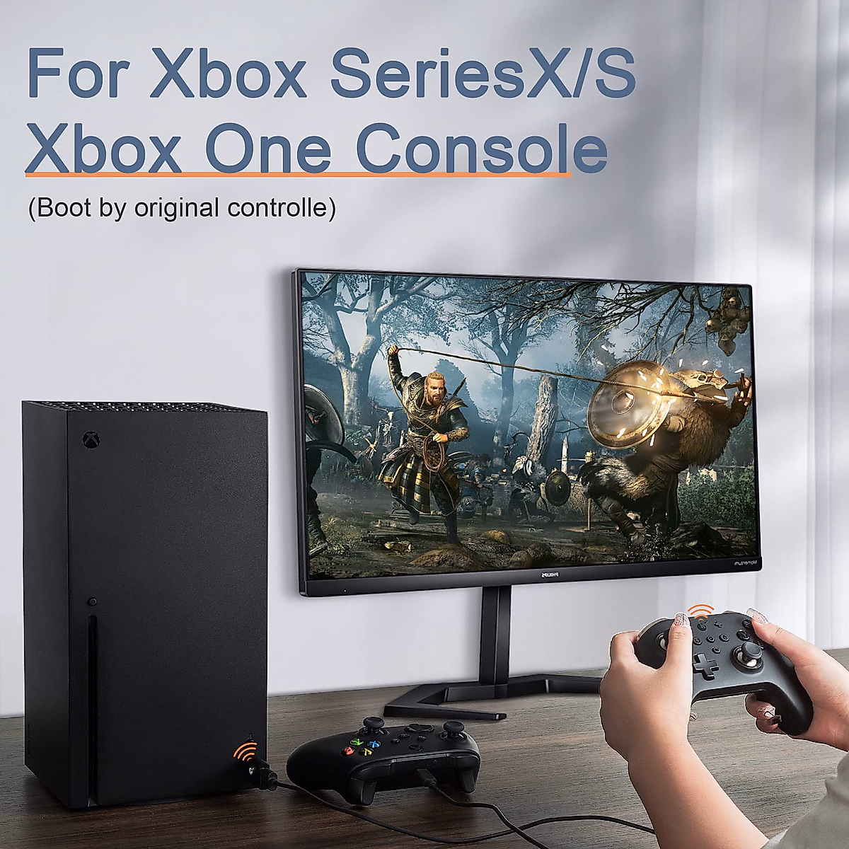 AKNES Bluetooth Controller Adapter, Gulikit Goku Adapter for Xbox Series X|S/Xbox One Controller(Bluetooth Ver.) PS4&PS5 / Switch Pro Controller, Play on Xbox One/Series X|S/PS4/Switch/PC/iOS